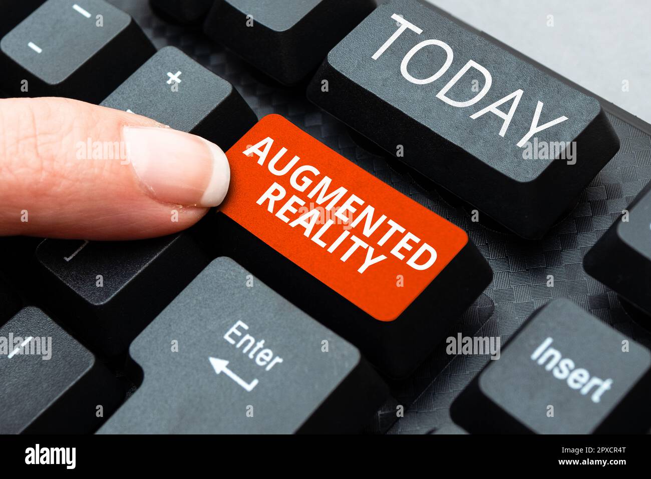 Conceptual caption Augmented Reality, Business showcase technology that ...