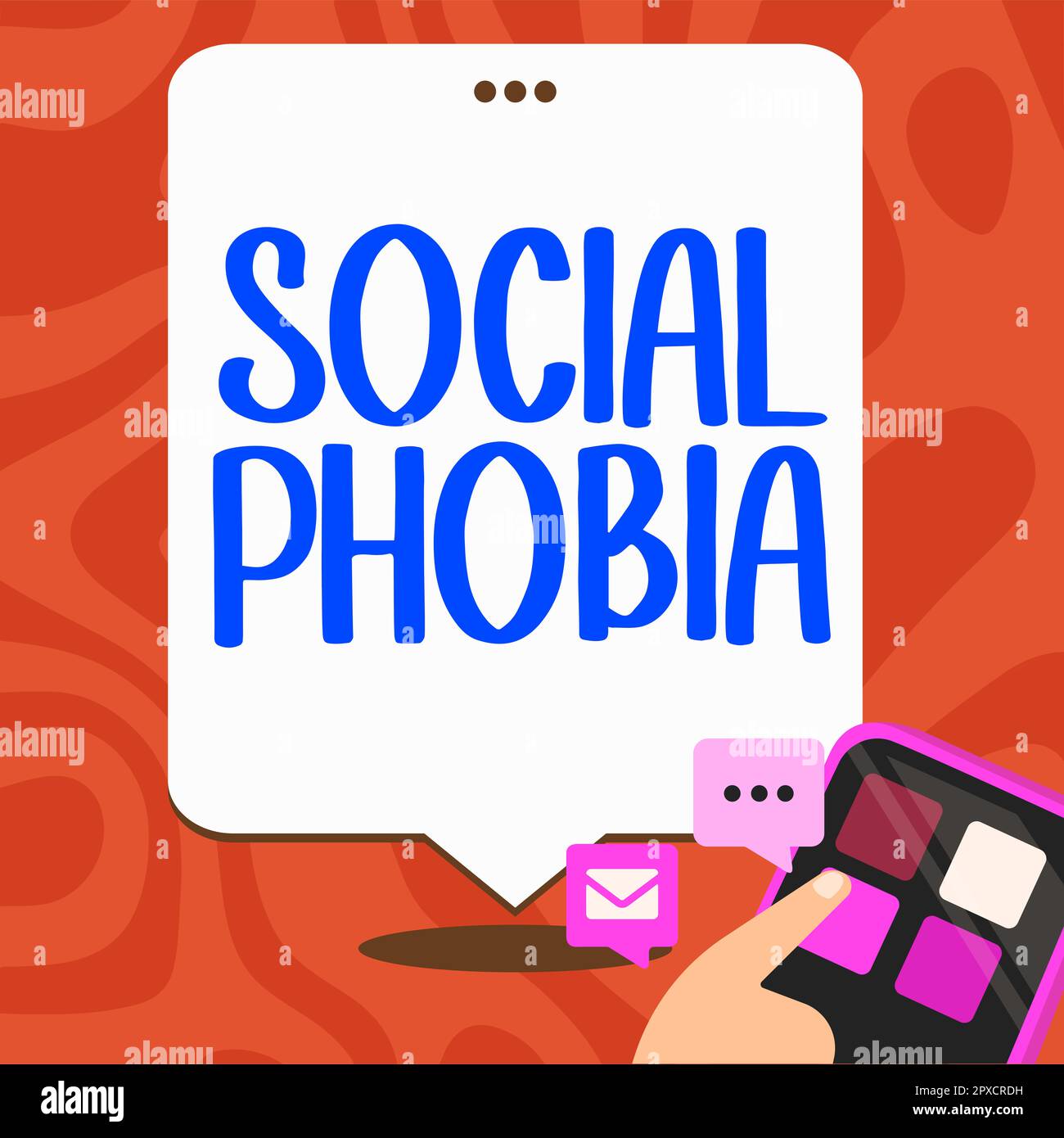 Text caption presenting Social Phobia, Word for overwhelming fear of ...