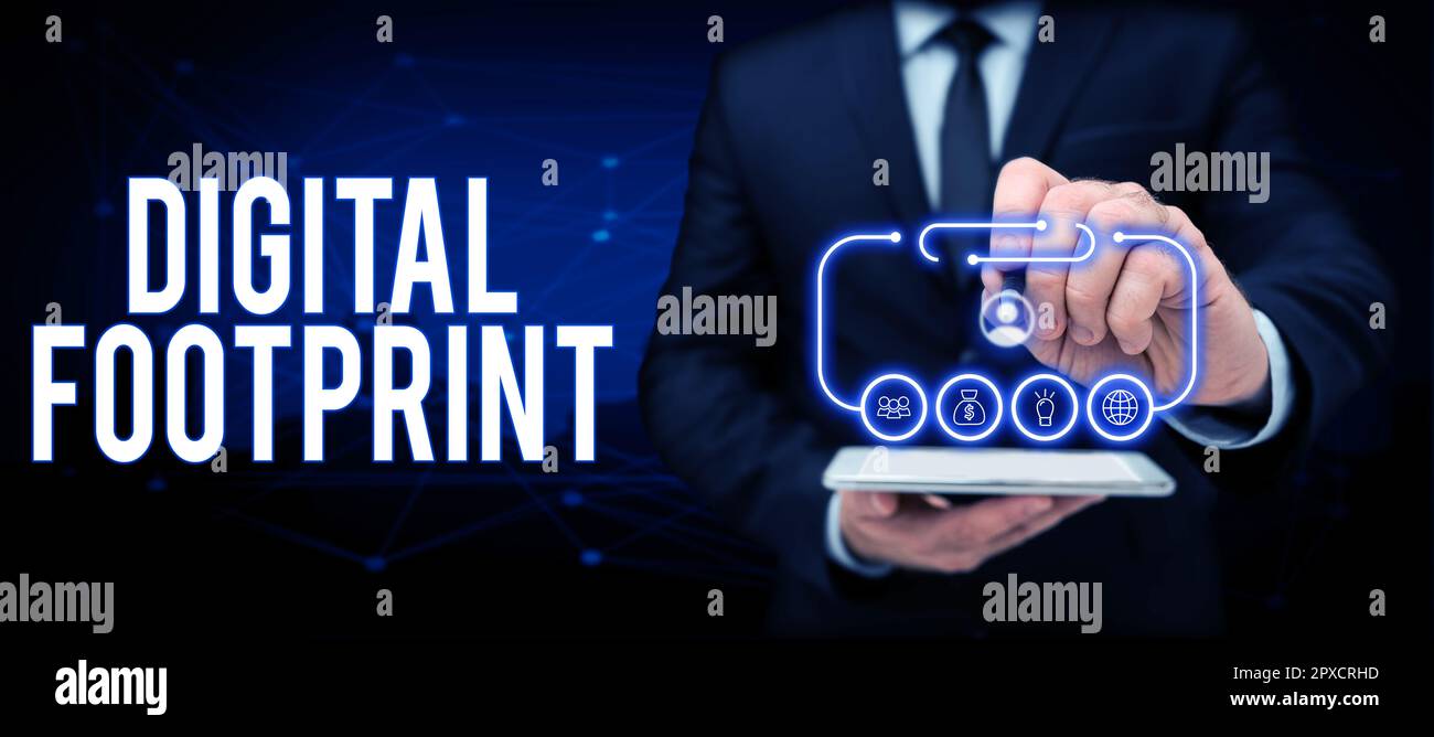 Handwriting text Digital Footprint, Word Written on uses digital ...