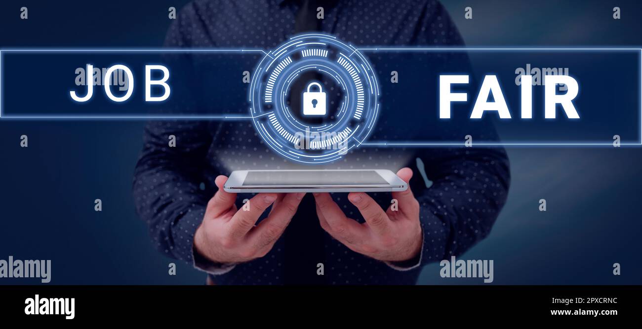 Writing displaying text Job Fair, Word Written on An event where a ...