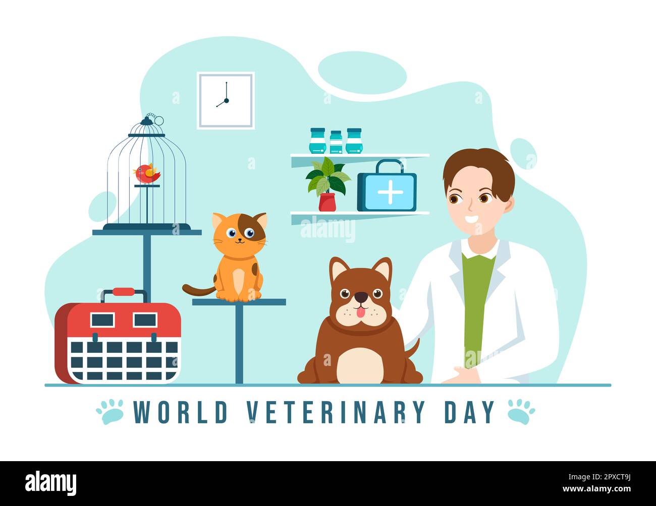World Veterinary Day on April 29 Illustration with Doctor and Cute ...