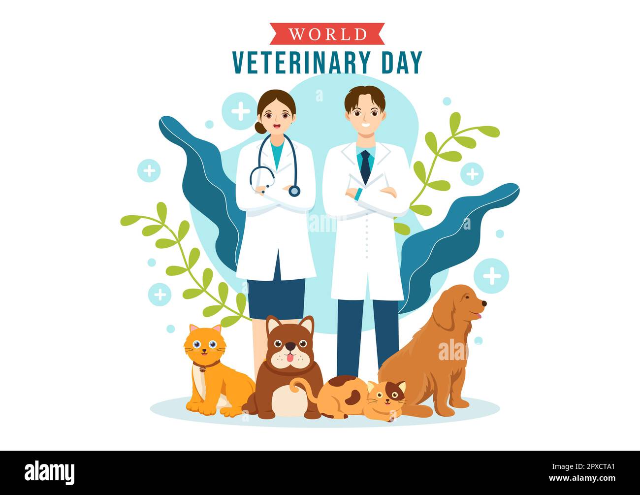 World Veterinary Day on April 29 Illustration with Doctor and Cute ...
