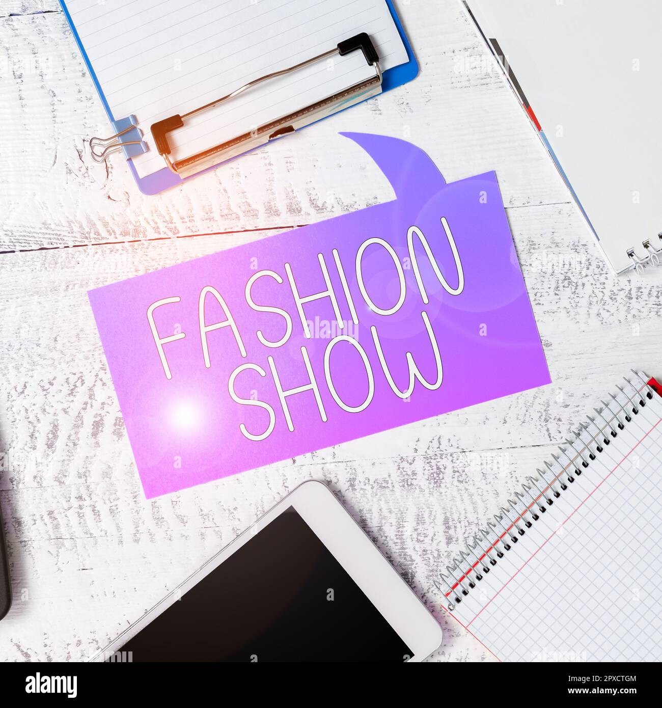 Hand writing sign Fashion Show, Business approach exibition that ...