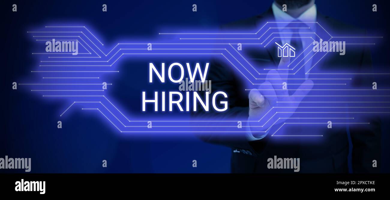 Conceptual caption Now Hiring, Business overview Workforce Wanted ...