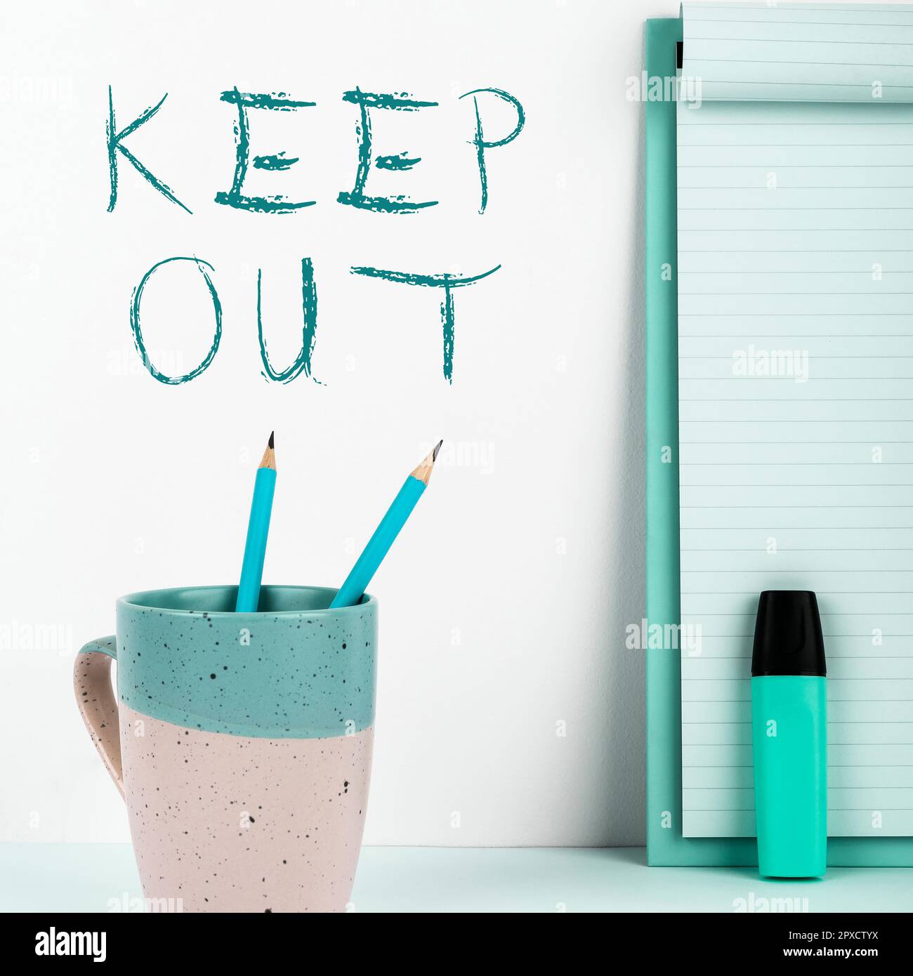 Text sign showing Keep Out, Word for to stop someone or something from ...