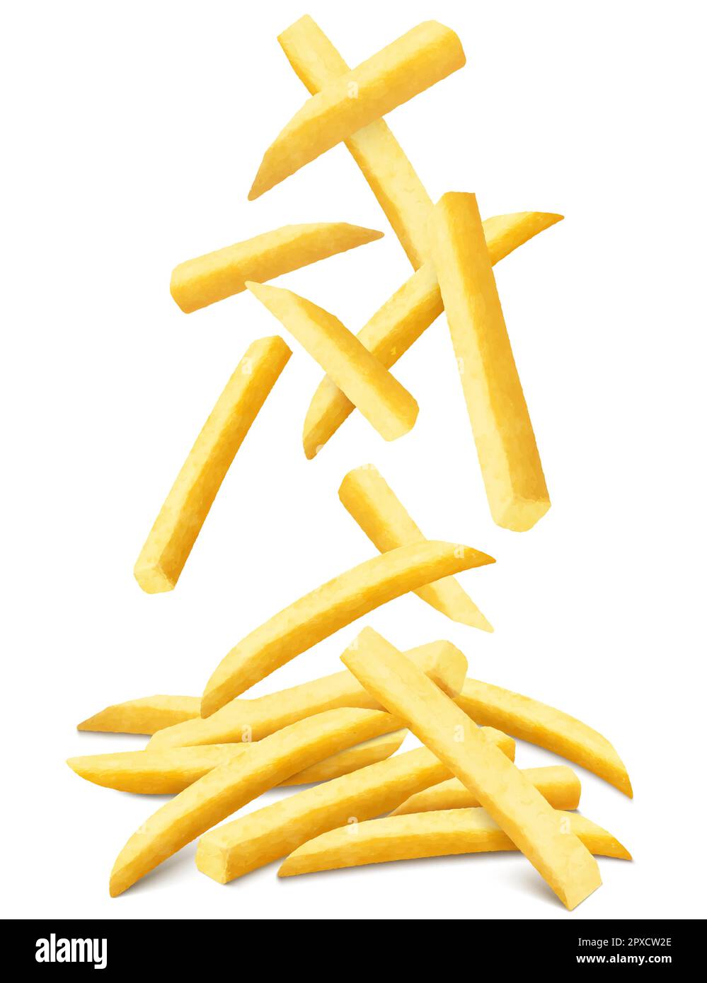 French fries background. Fast food banner. Flying french fries potatoes ...