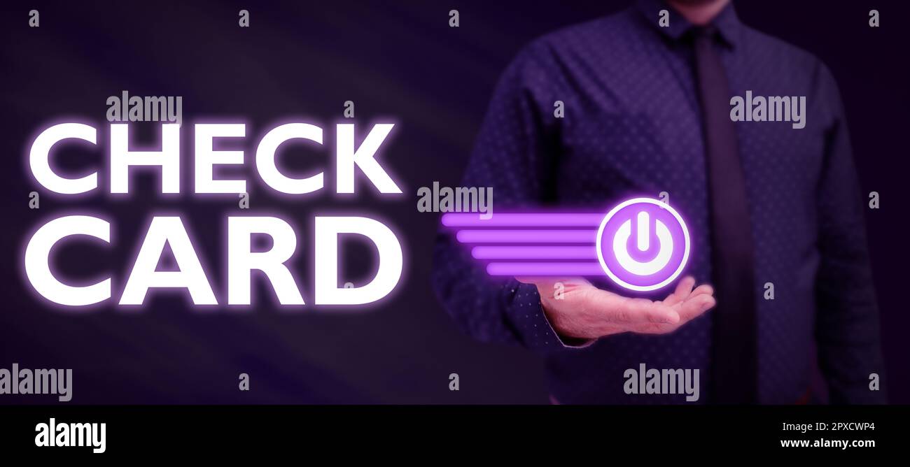 Conceptual caption Check Card, Business showcase allows an account ...