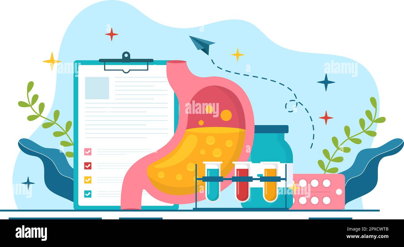 Stomach Health Gastroenterology Vector Illustration with Abdomen Pain ...