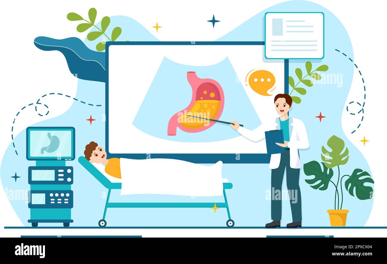 Stomach Health Gastroenterology Vector Illustration with Abdomen Pain ...