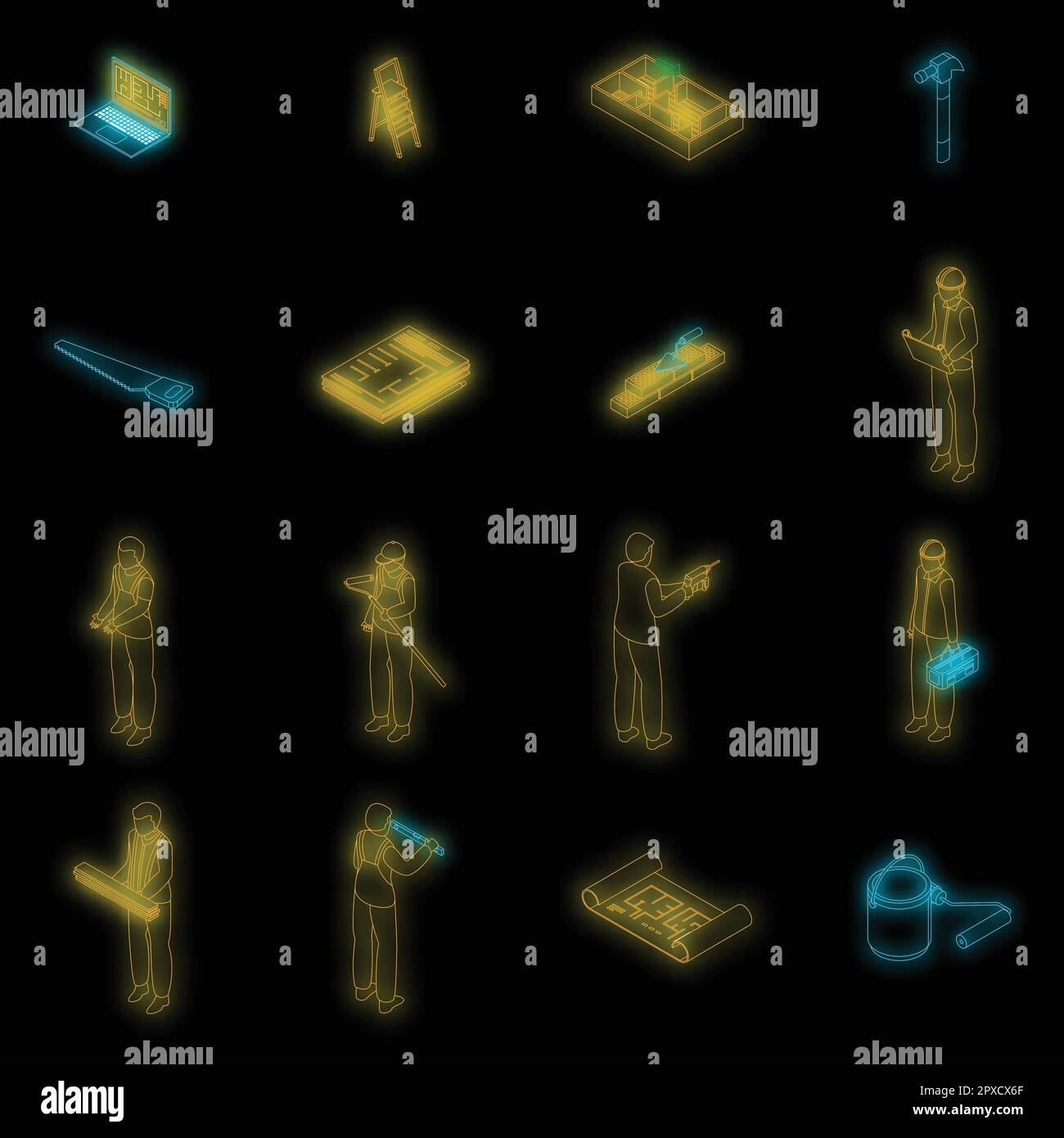 Redesign icon. Isometric of redesign vector icon neon color on black ...