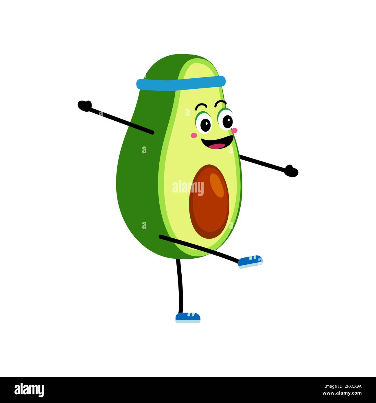 Cute strong avocado character do fitness exercises. Cartoon Avocado ...