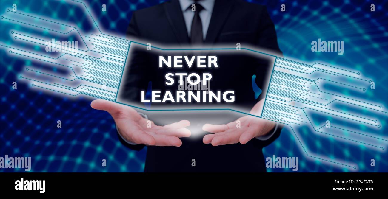 Conceptual display Never Stop Learning, Business overview Continue to ...