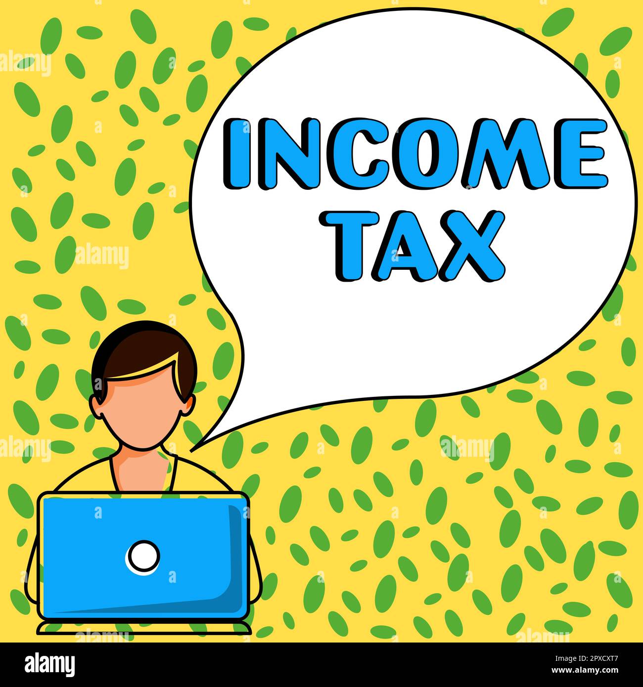 Text caption presenting Income Tax, Word Written on Annual charge ...