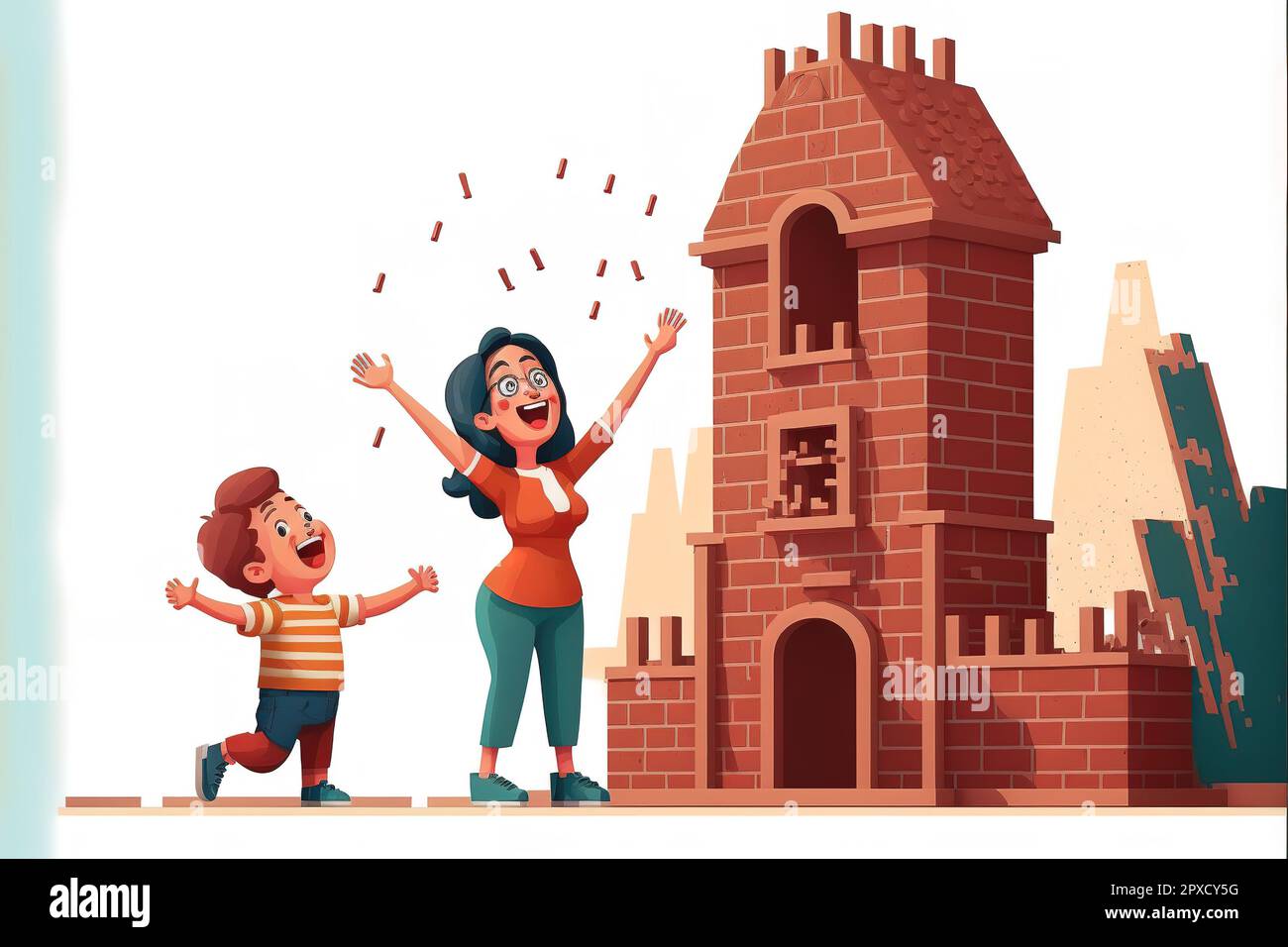 Laughing indian mommy give high five to happy kid son celebrate ...