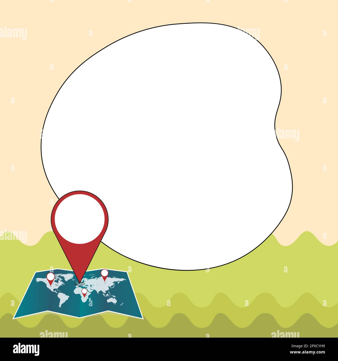 Speech Bubble With Important Message Above Map With Destination Point ...