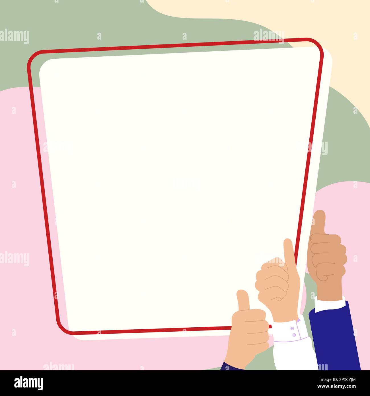 Big finger raised up pointing to whiteboard with important information ...