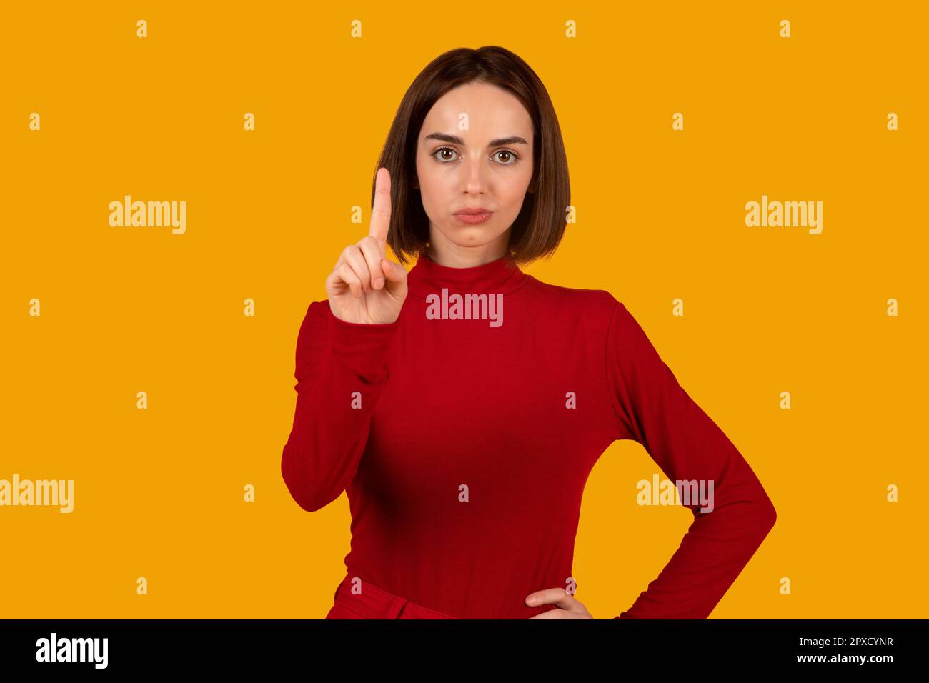 Hand gesture raising the index finger hi-res stock photography and ...