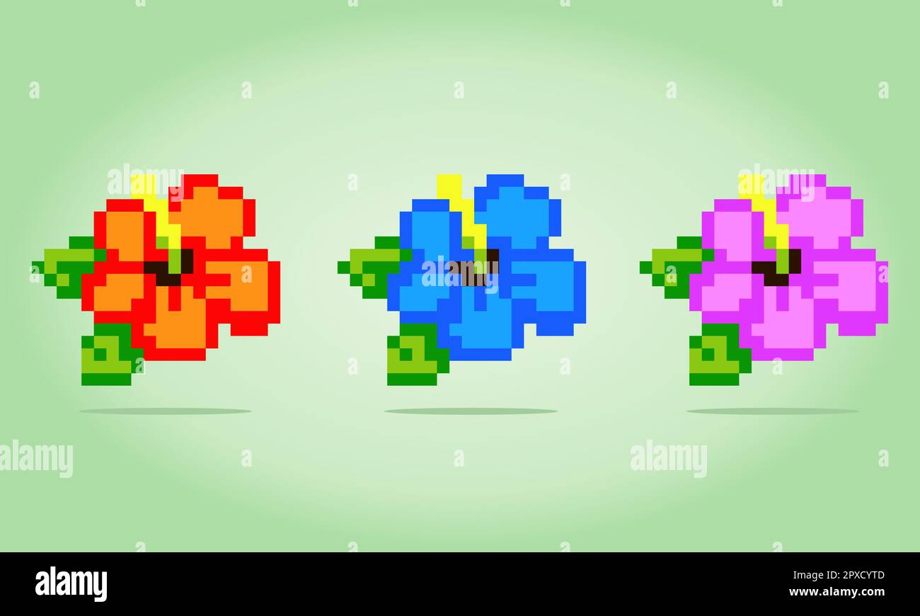 8 bit pixels of flax. flowers for Cross Stitch patterns, in vector ...