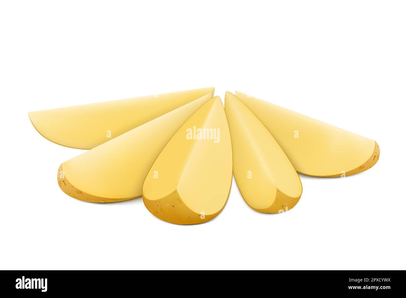 Fresh raw potato wedges, chopped potatoes for cooked food. Sliced ...