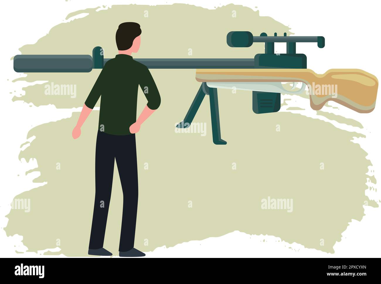 Boy looking at rifle gun Stock Vector Image & Art - Alamy