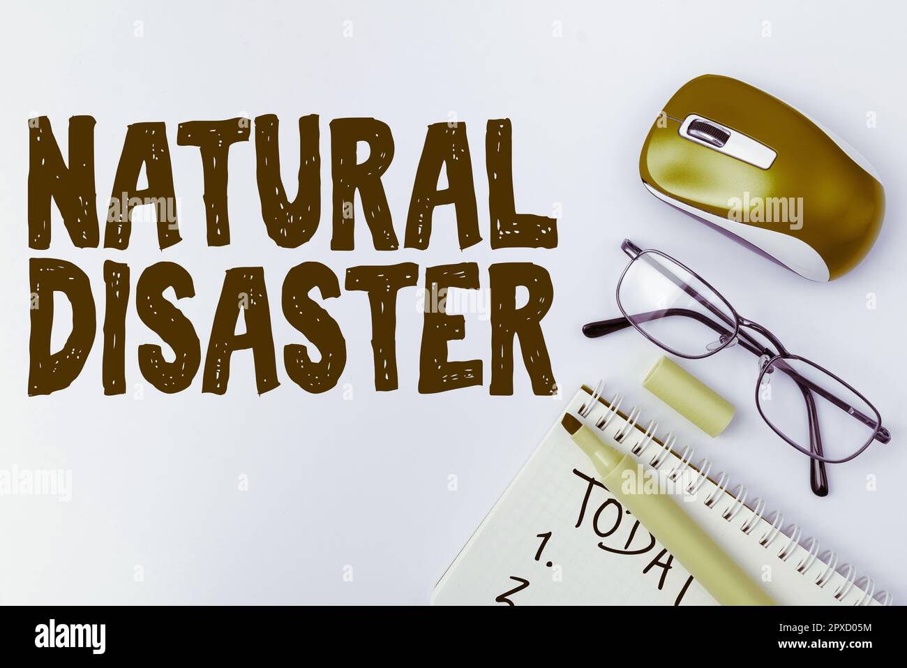 Text caption presenting Natural Disaster, Internet Concept occurring in ...