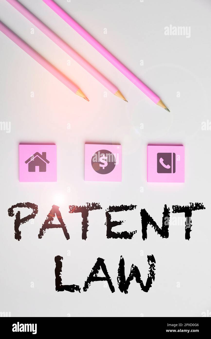 Text showing inspiration Patent Law, Business showcase deals with an ...