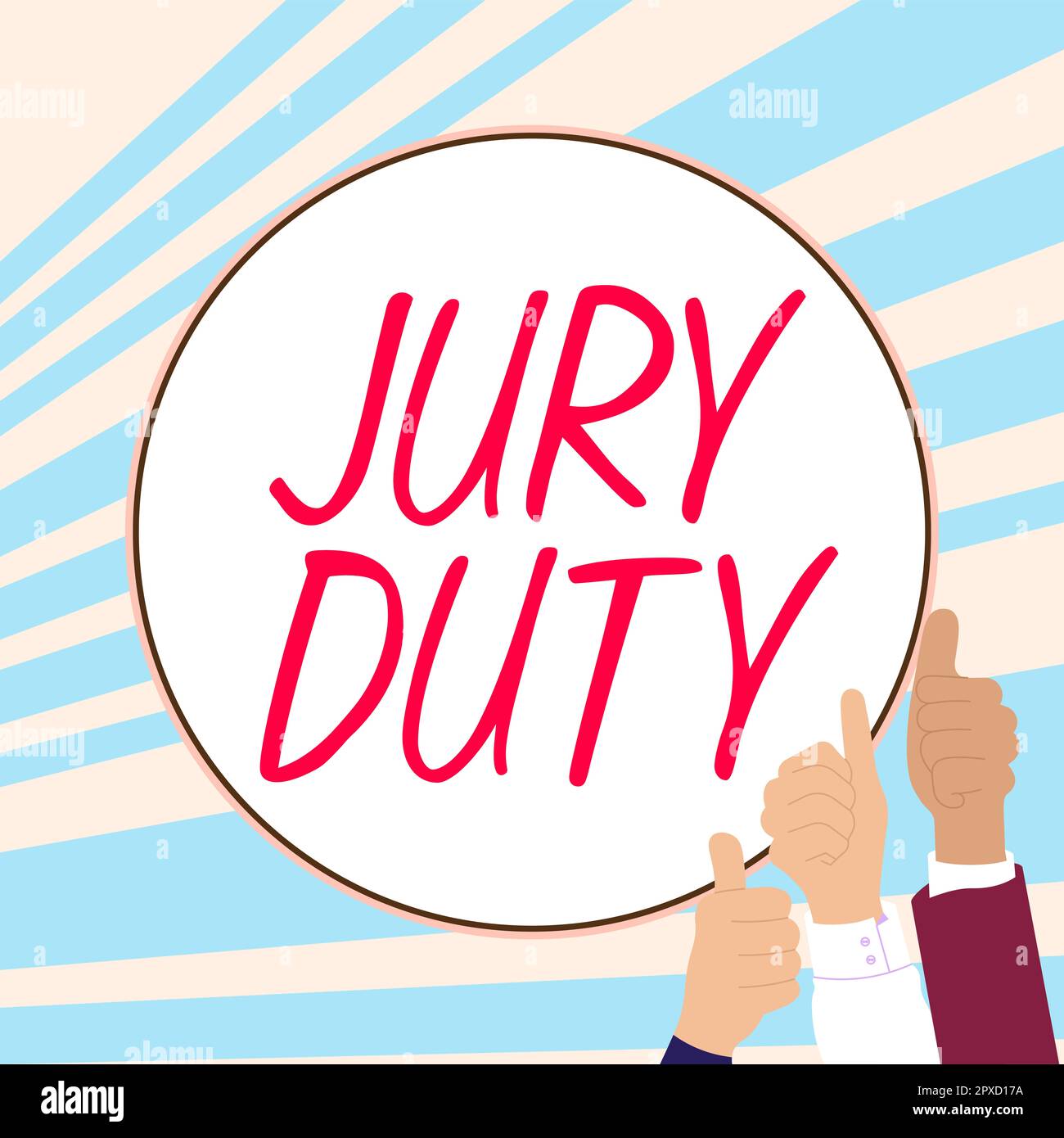 Text sign showing Jury Duty, Business idea obligation or a period of ...