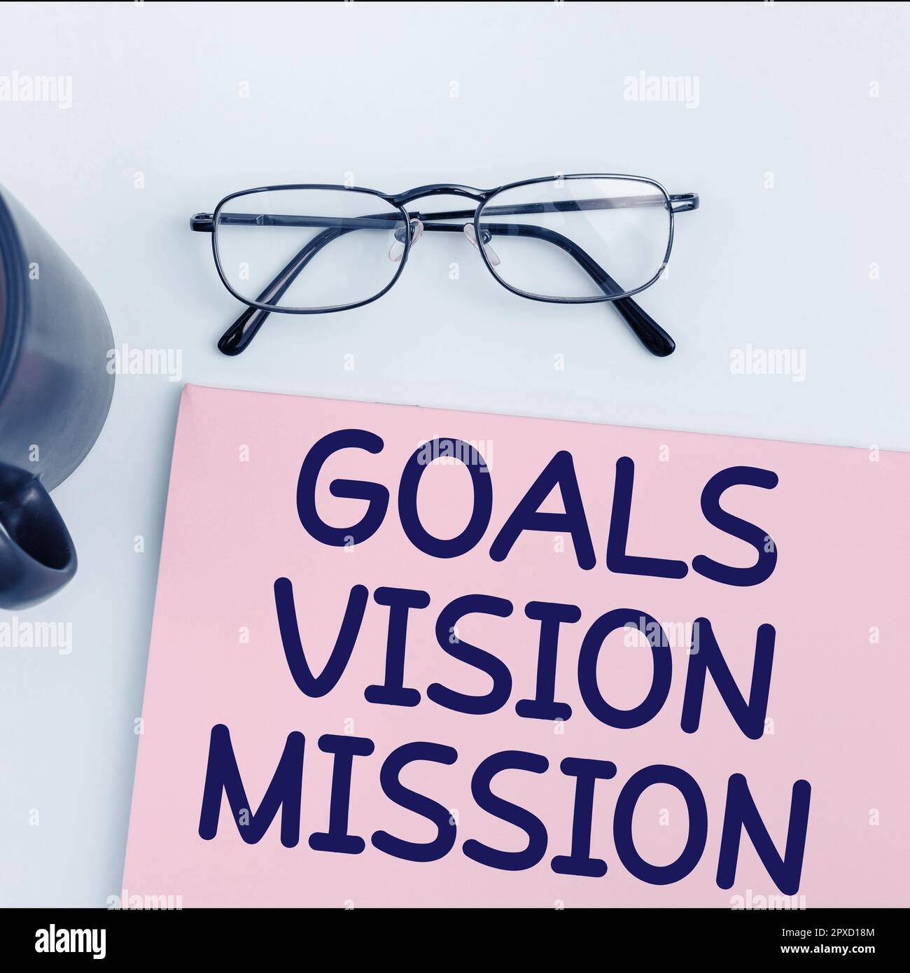 Text caption presenting Goals Vision Mission, Business concept ...