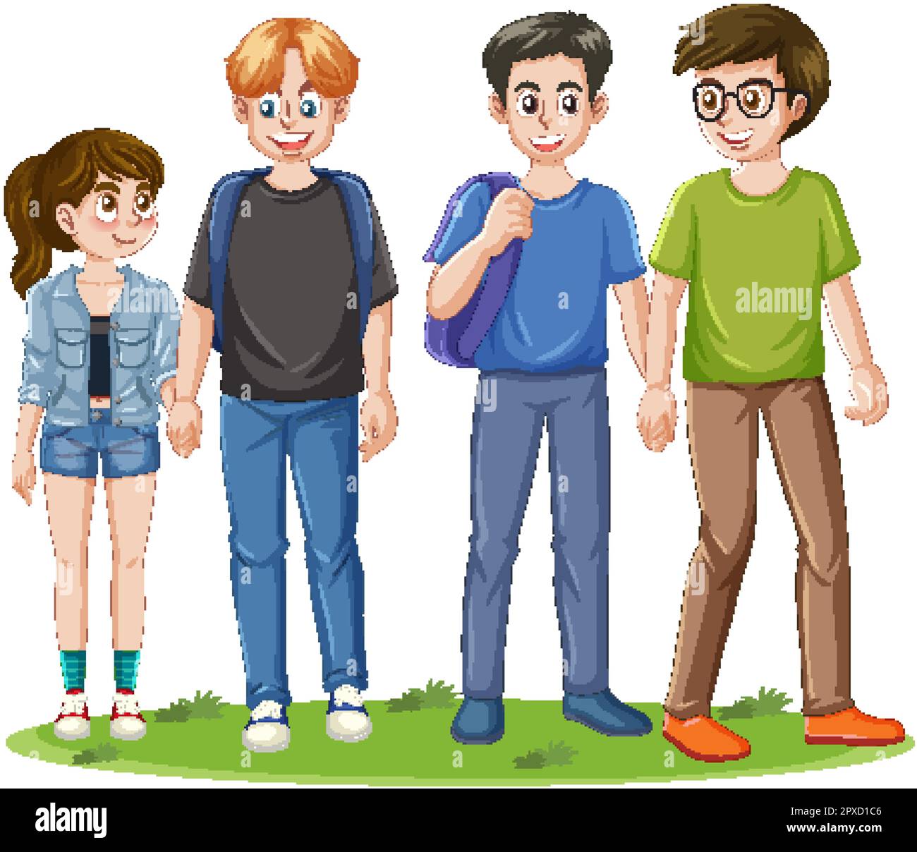 Multi Ethnic Teenage Friendship Group illustration Stock Vector Image ...