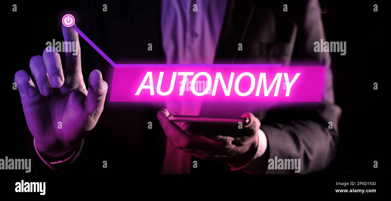 Text showing inspiration Autonomy, Word for vehicle that can guide ...