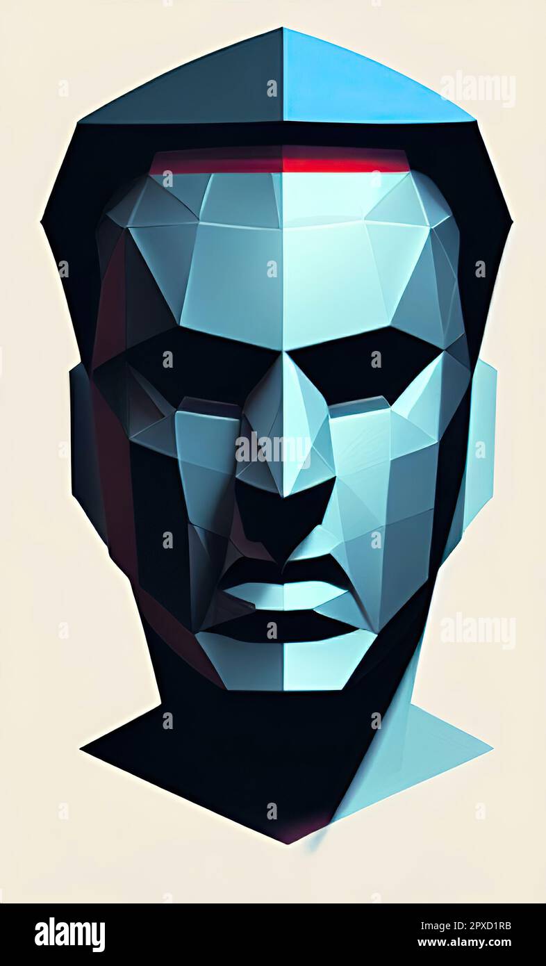 Low poly man's head 3d illustration Stock Photo - Alamy