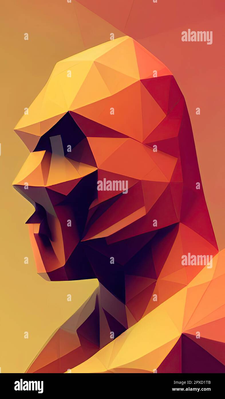 Low poly man's head 3d illustration Stock Photo - Alamy