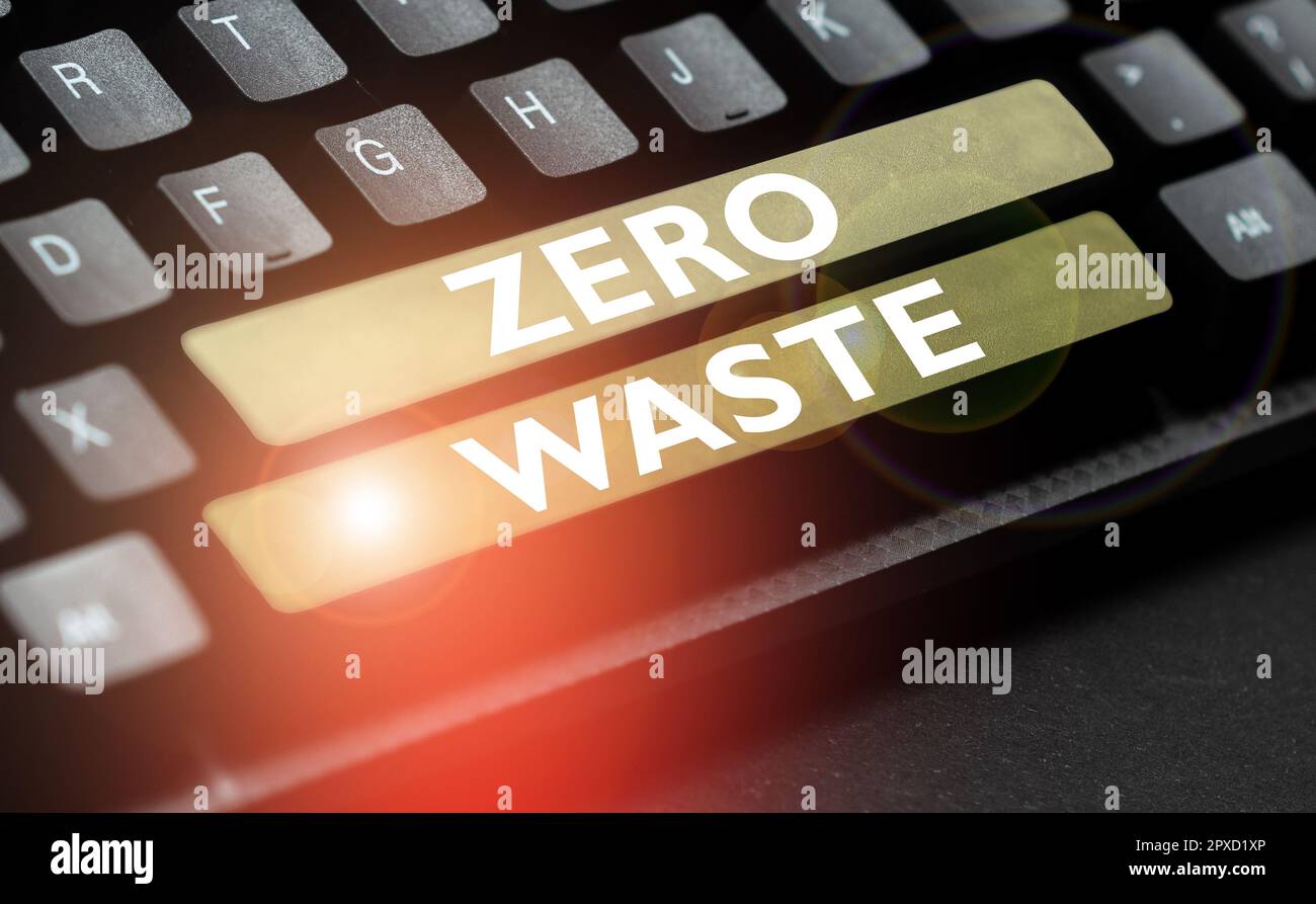 Text caption presenting Zero Waste, Word Written on industrial responsibility includes ...
