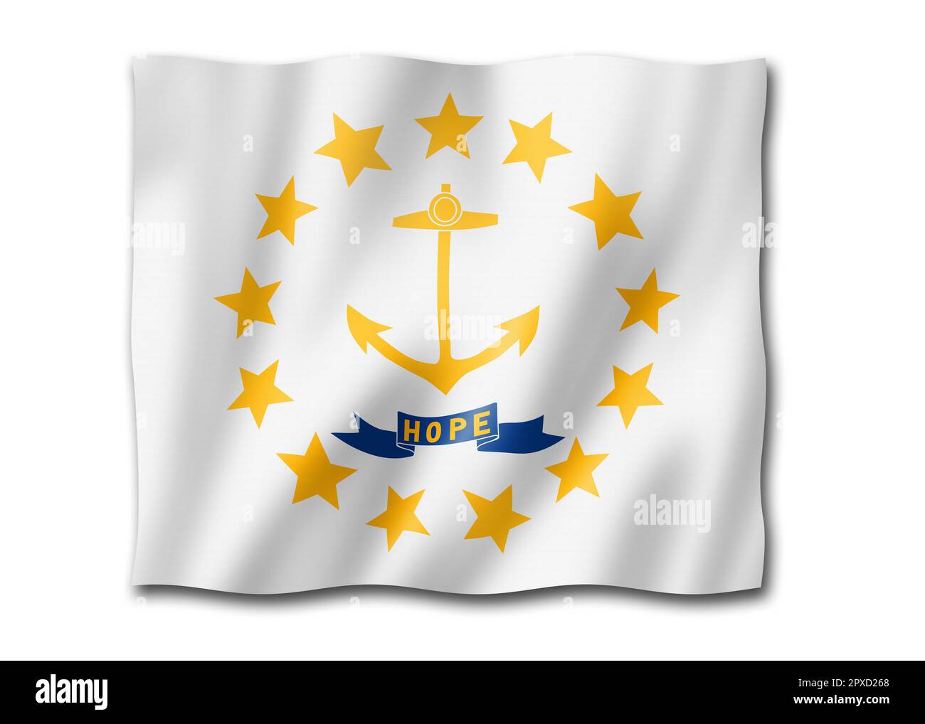 Rhode Island flag, united states waving banner collection. 3D ...