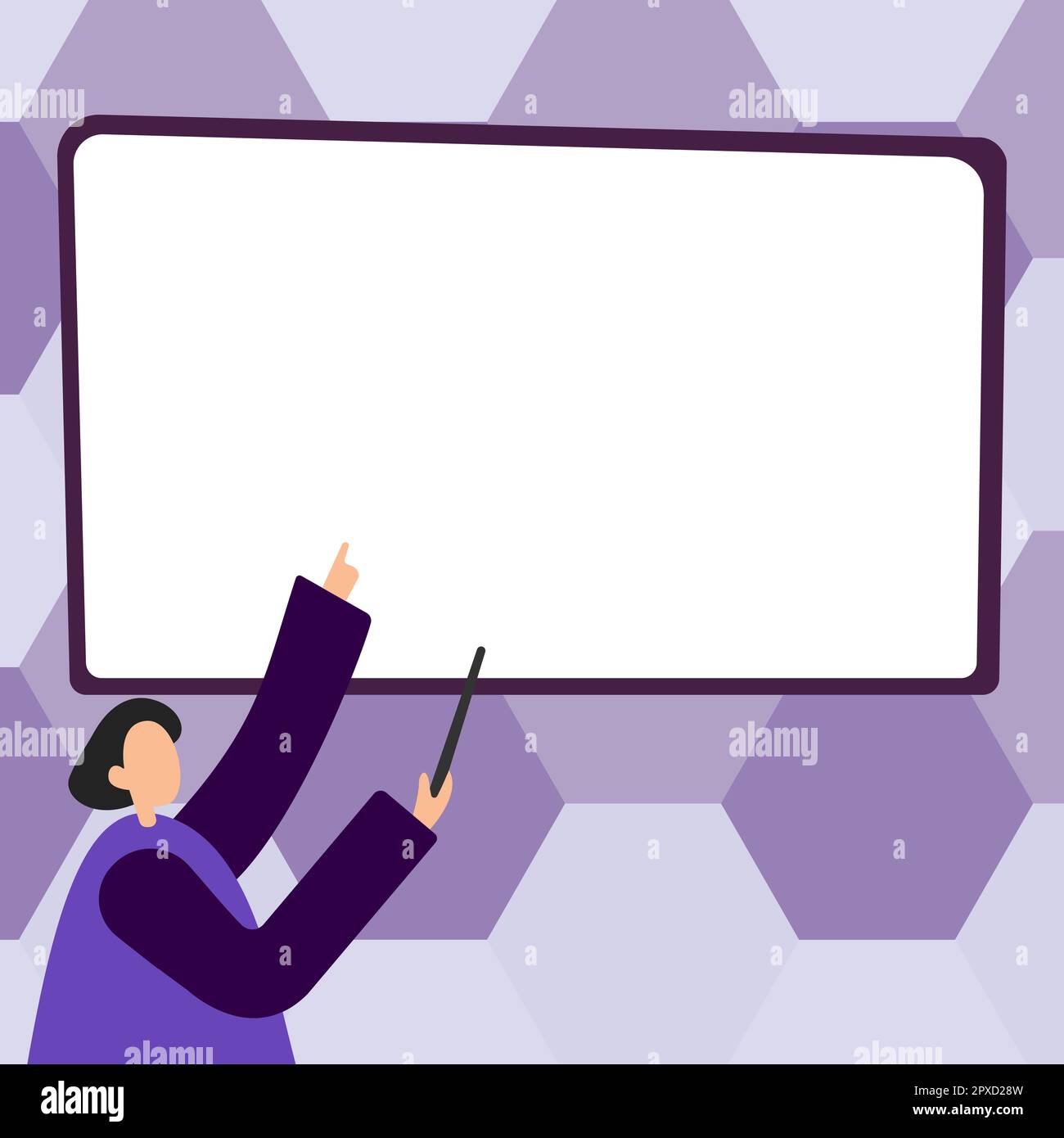 Woman pointing with pointer to important information written on ...