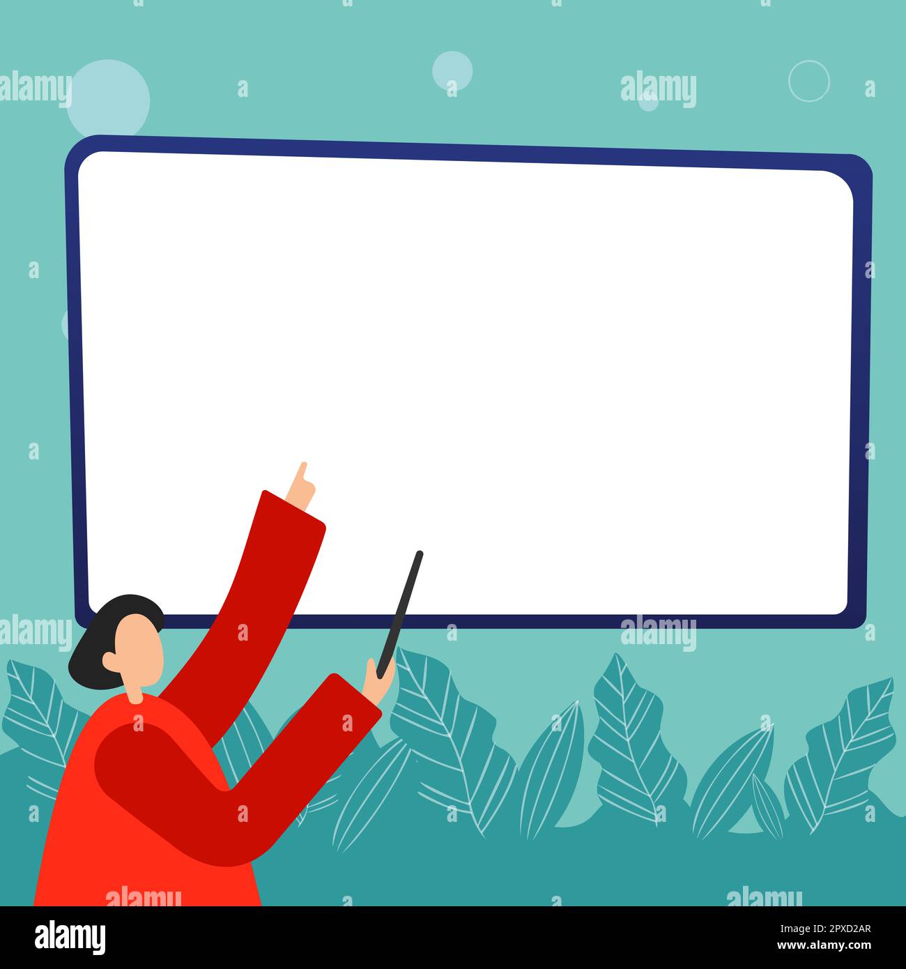 Woman pointing with pointer to important information written on ...