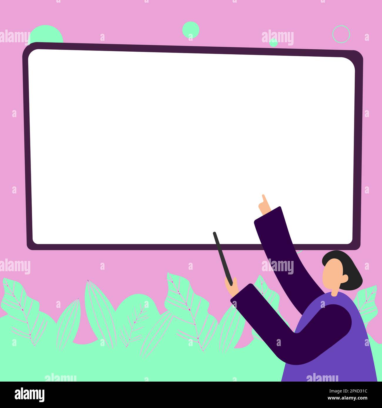 Woman pointing with pointer to important information written on ...