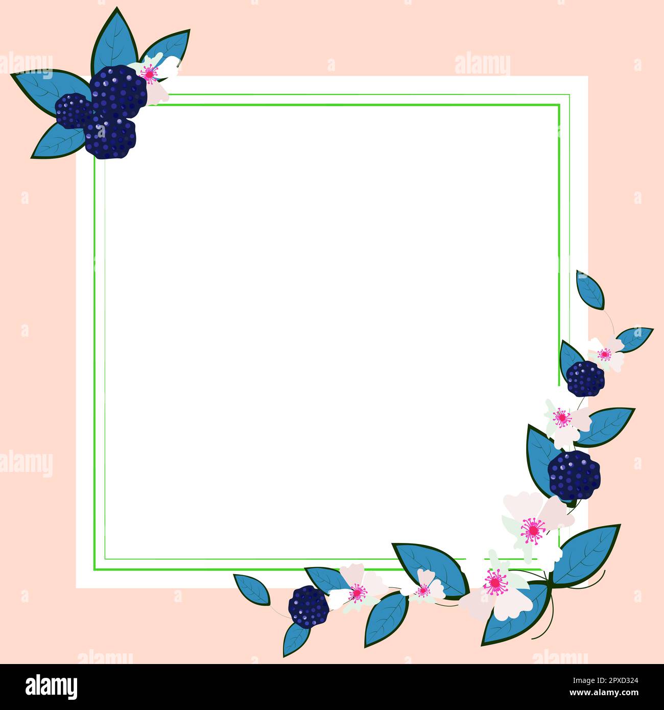 Square Shape Orange Color. Text Frame Surrounded With Assorted Flowers ...