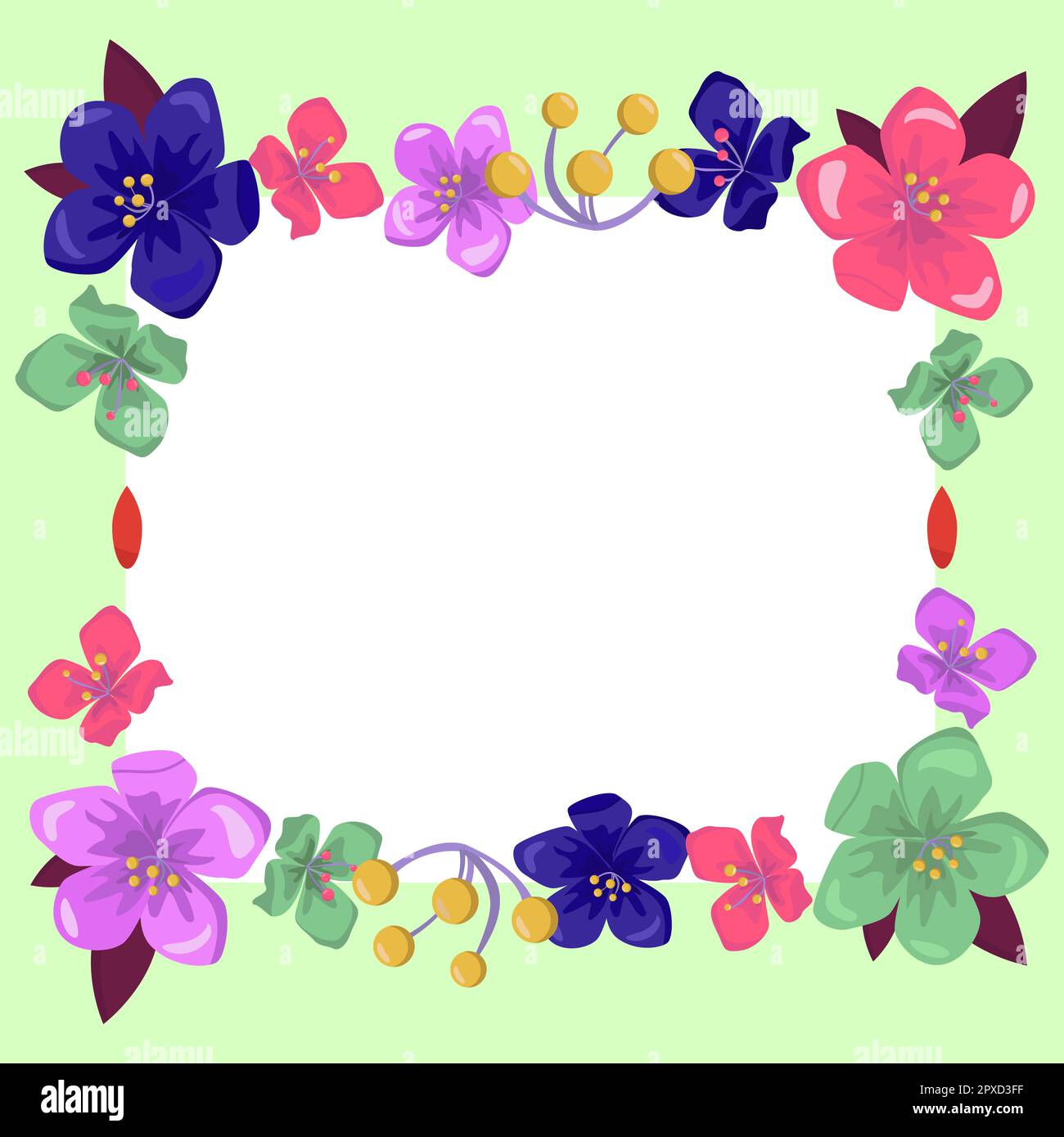 Square Shape Text Frame Surrounded With Assorted Flowers Hearts And ...