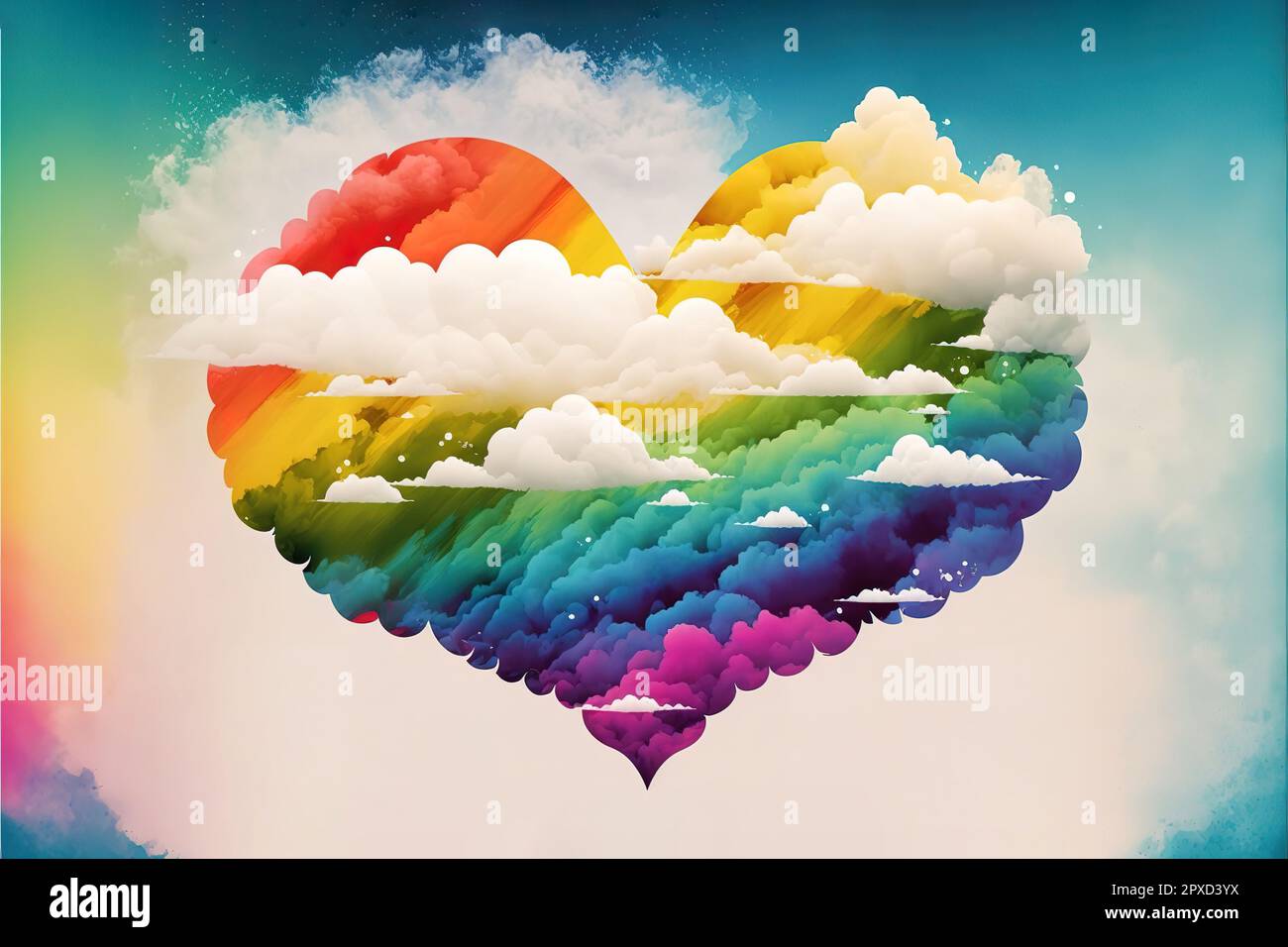 Rainbow heart cloud. Love cloud in the sky. LGBT love background. Queer ...