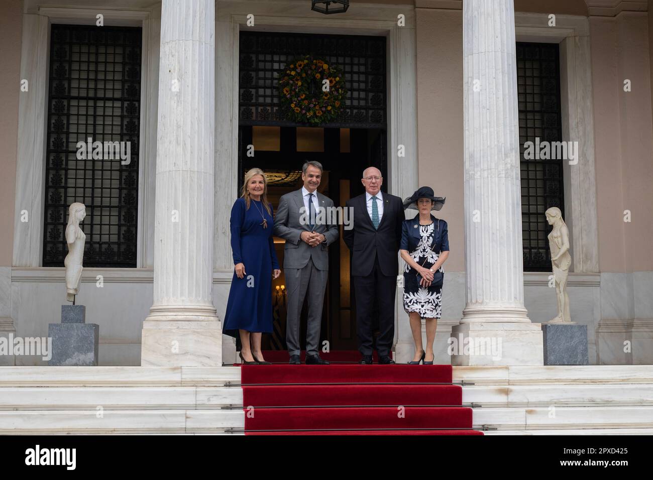 From left, Mareva Grabowski-Mitsotakis, Greek Prime Minister Kyriakos ...