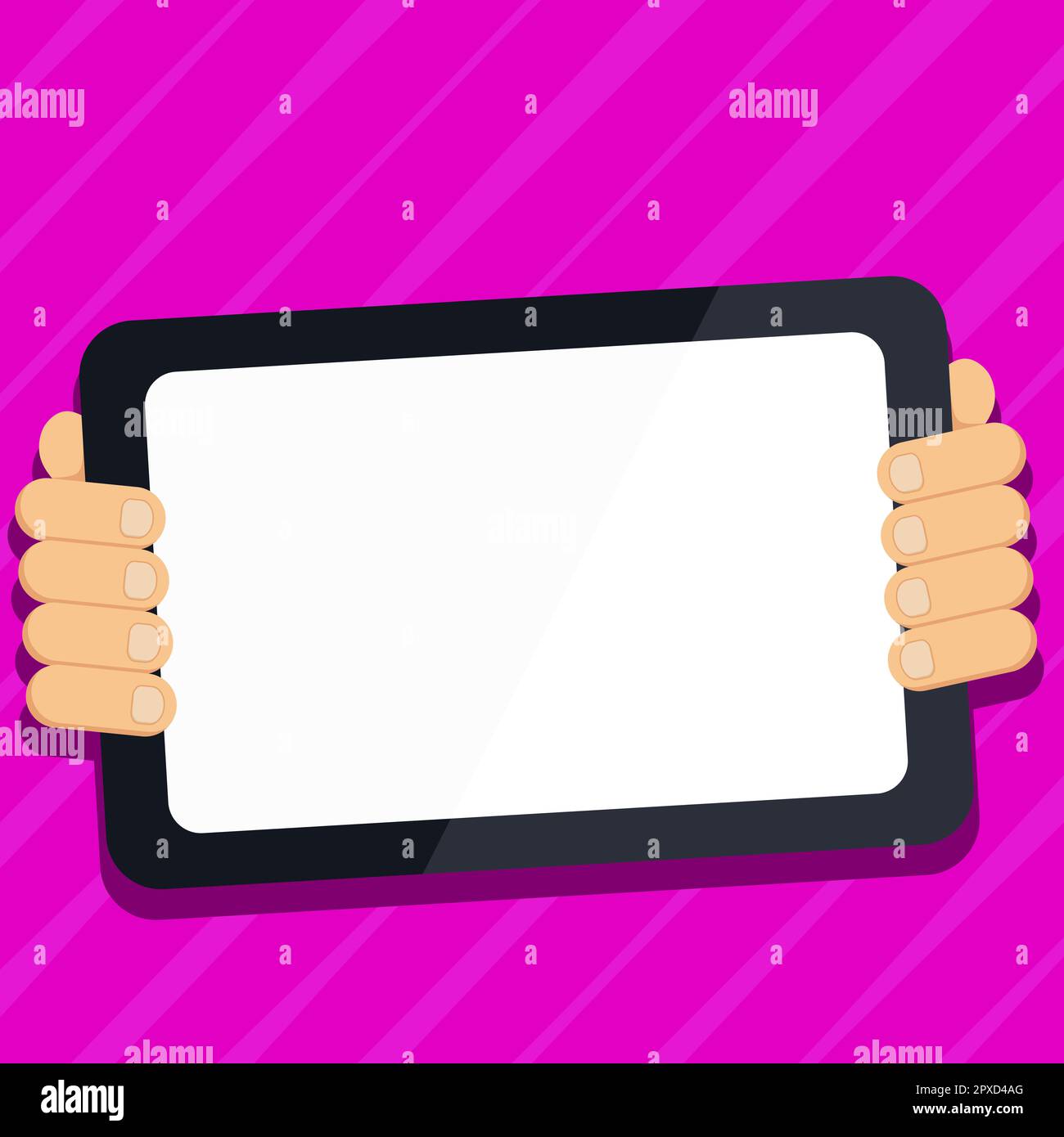Two hands holding tablet with Important information on the screen Stock ...