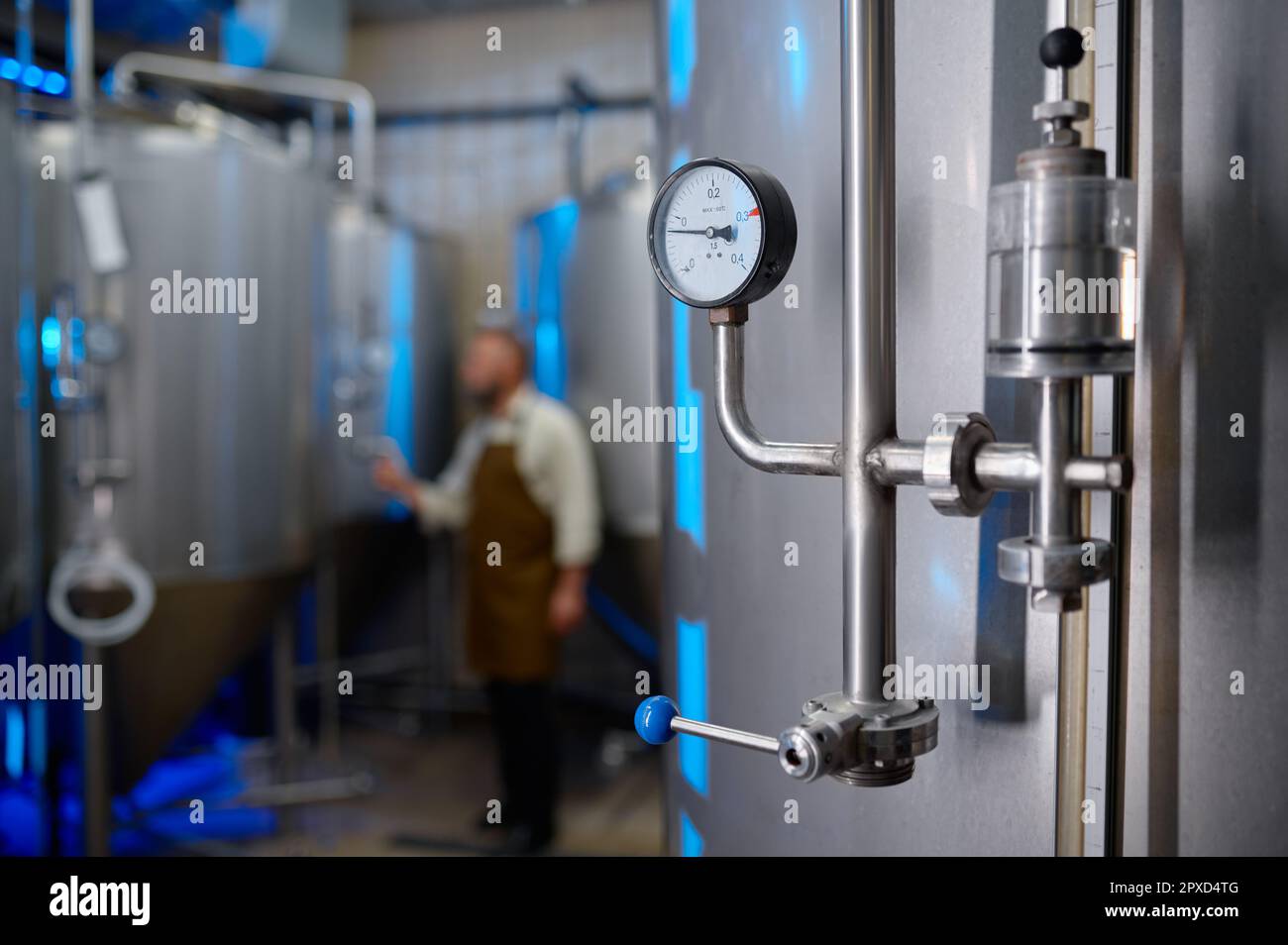 Gauge valve to measure and control pressure during brewing process at ...