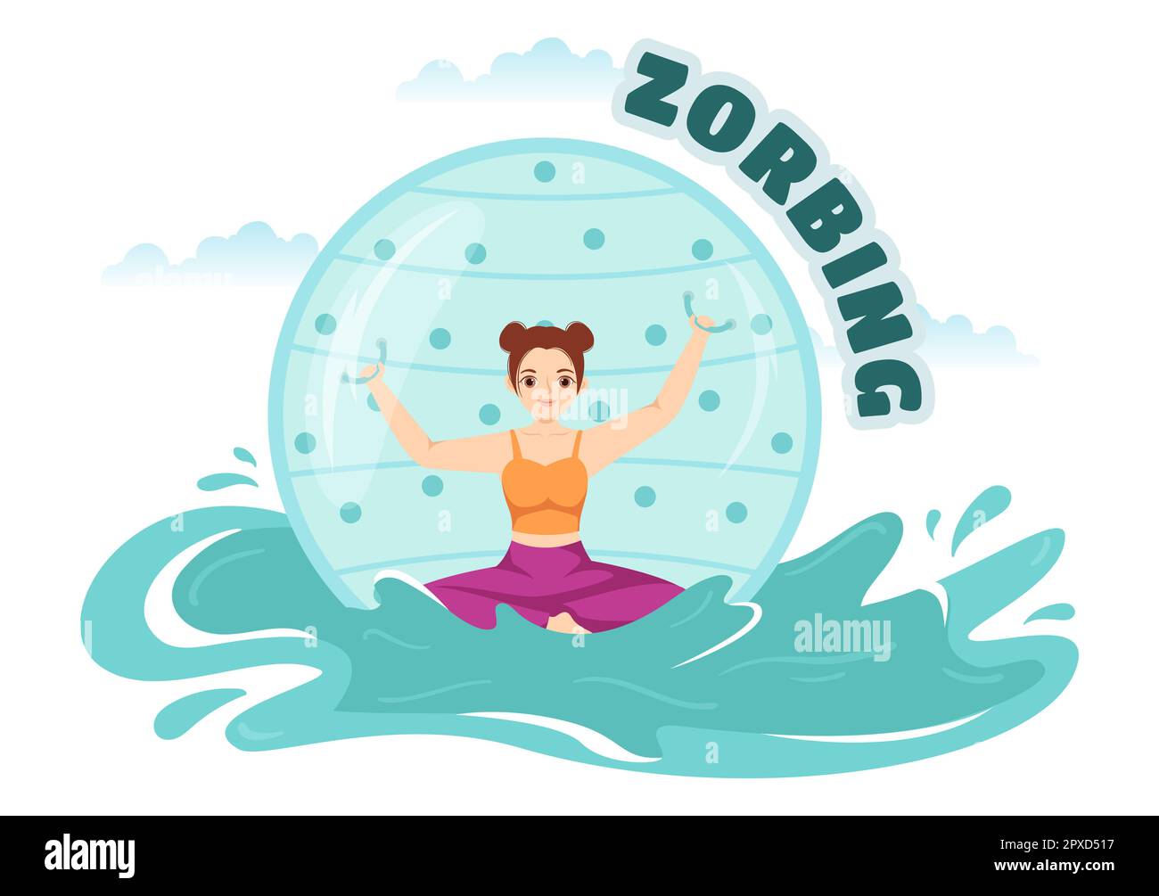 Zorbing Illustration with People Playing Bubble Bump on Green Field or ...