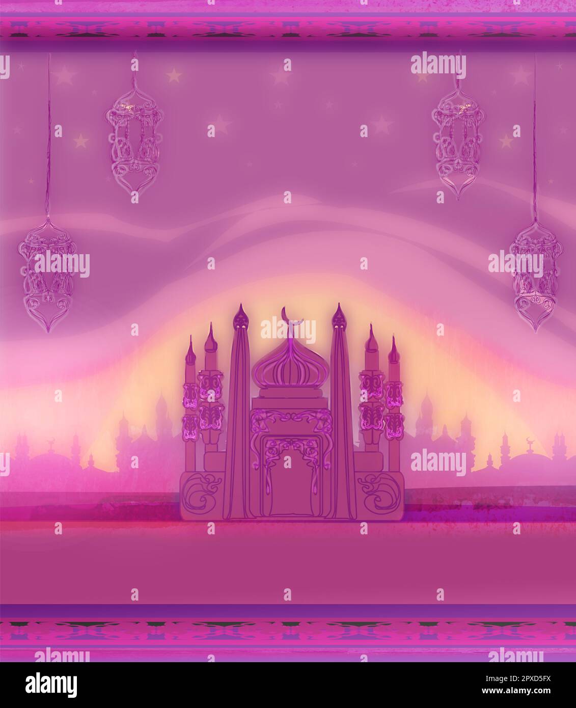 Ramadan background - mosque illustration card Stock Photo - Alamy