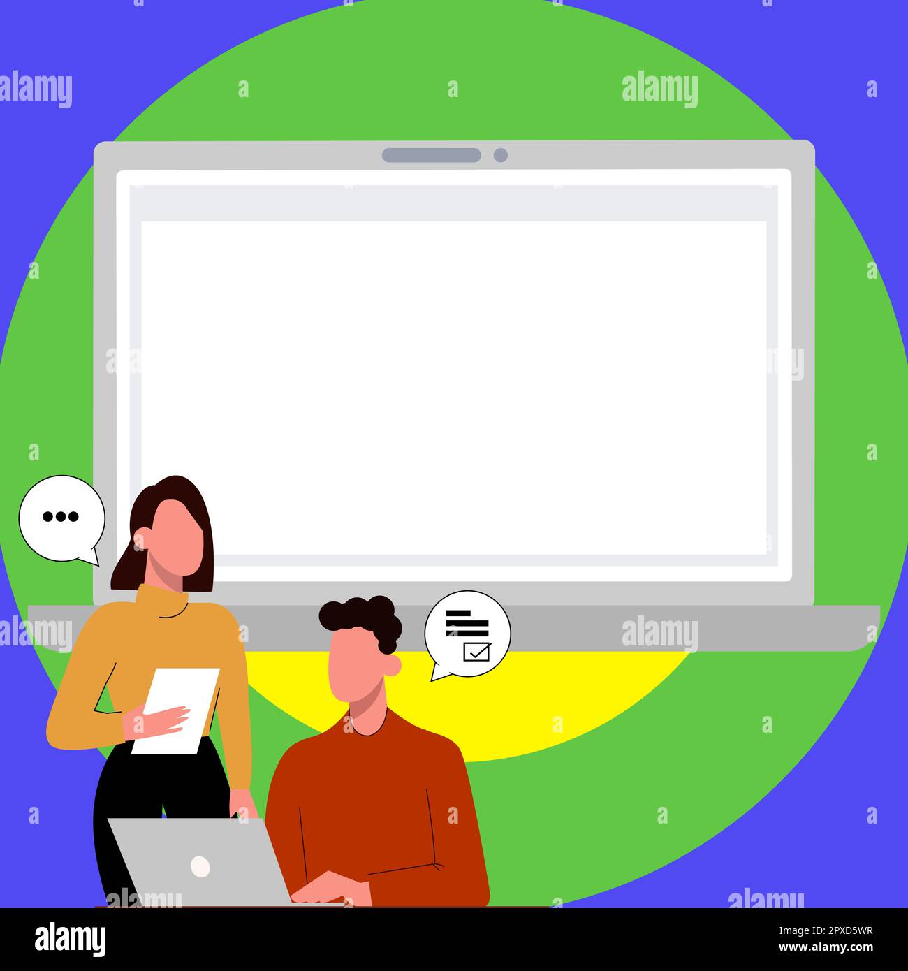 People discussing news. Big text holder on colored background with ...