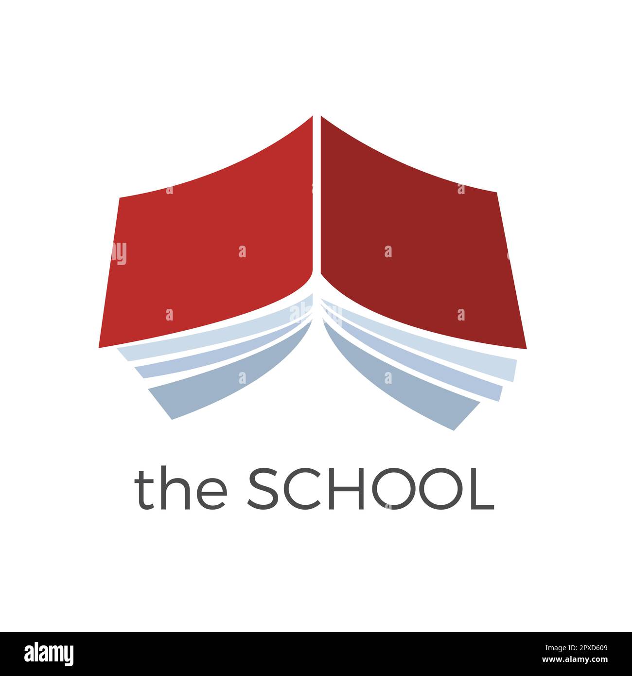 Upside down book forming the roof of a school. Vector template, logo ...
