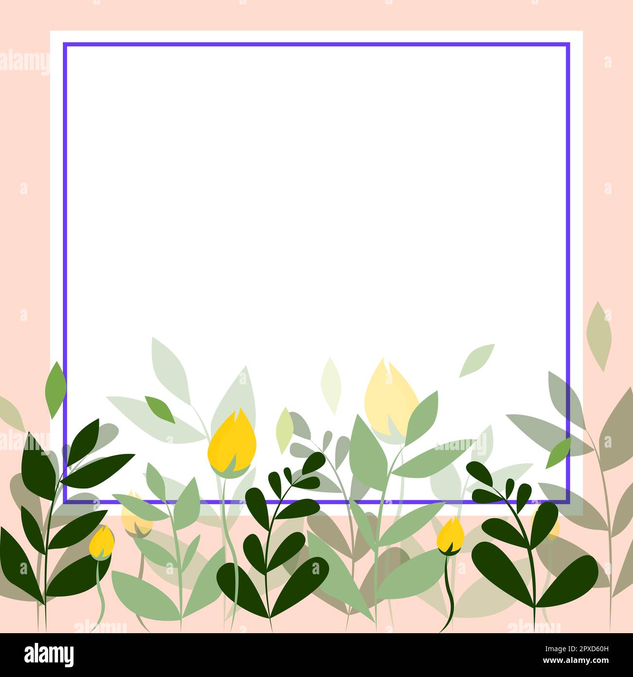 Square Shape Orange Color. Text Frame Surrounded With Assorted Flowers ...