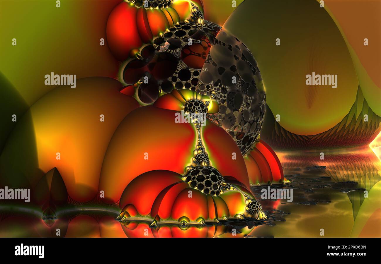 the colored surface of an alien planet under an alien sun 3d rendering ...