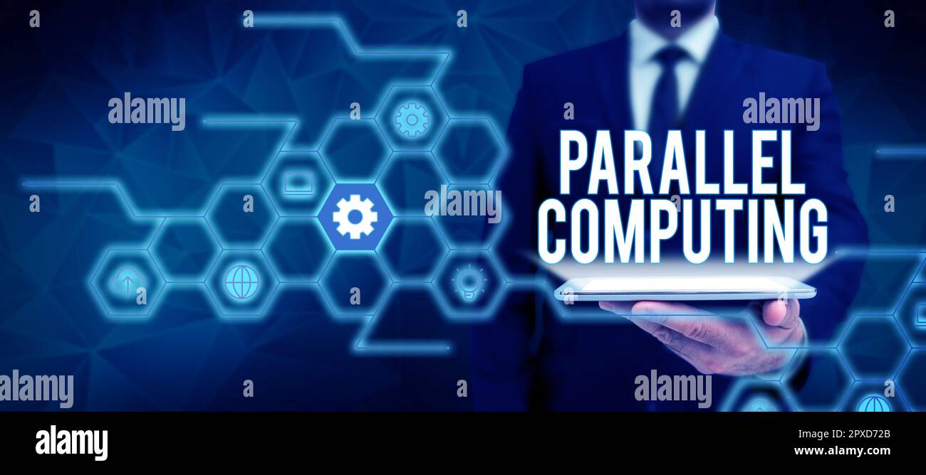 Conceptual Display Parallel Computing Word Written On Simultaneous Calculation By Means Of 8045